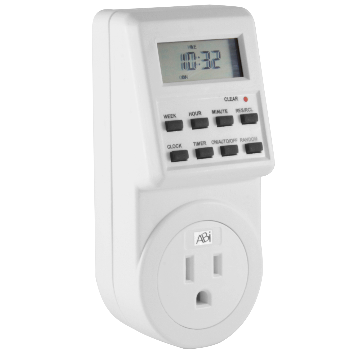 ABI Digital Power Timer 7-Day Programmable Grounded 3-Prong Socket Plug ...