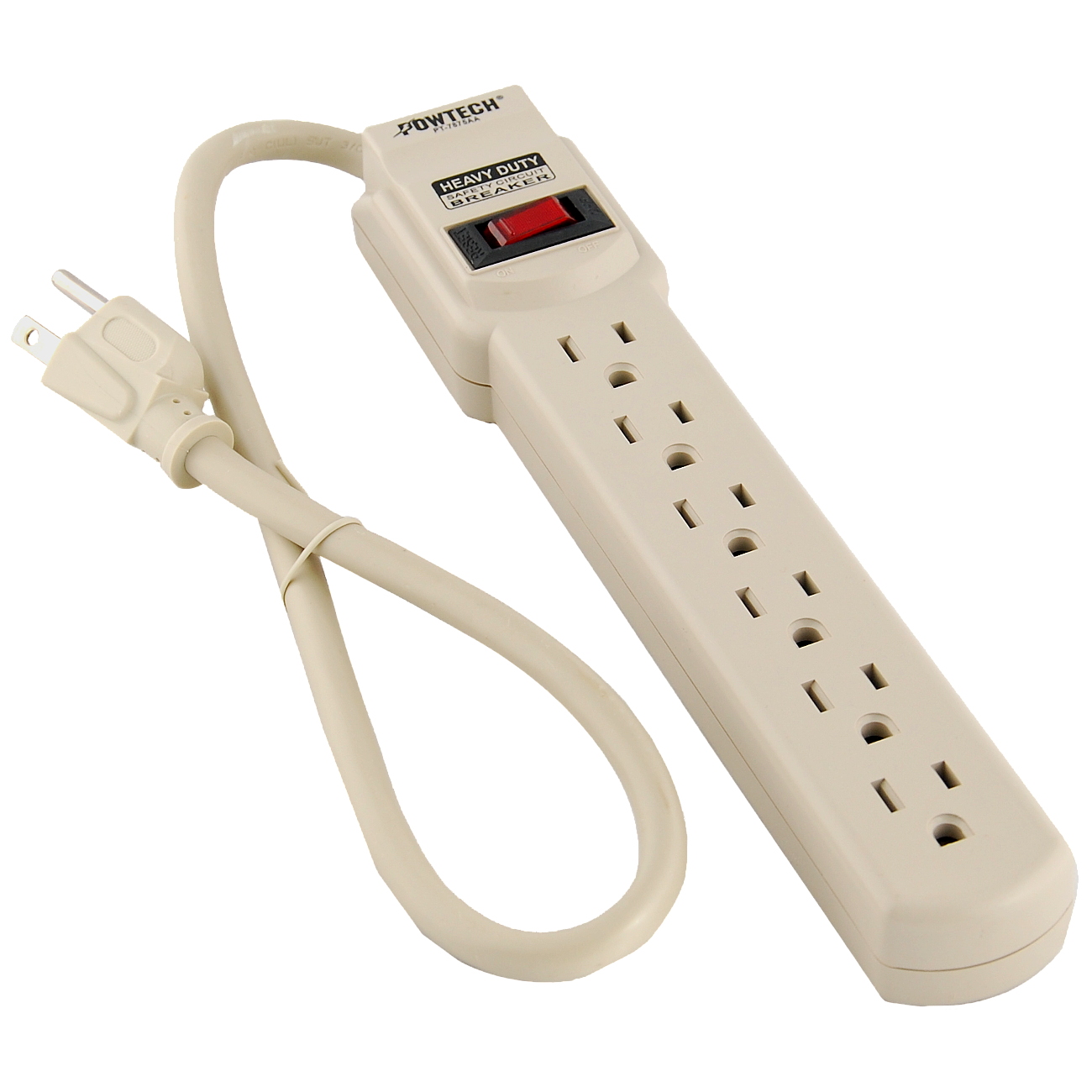 Powtech 6-Outlet Power Strip with 20-Inch Cord, Circuit Breaker, UL ...
