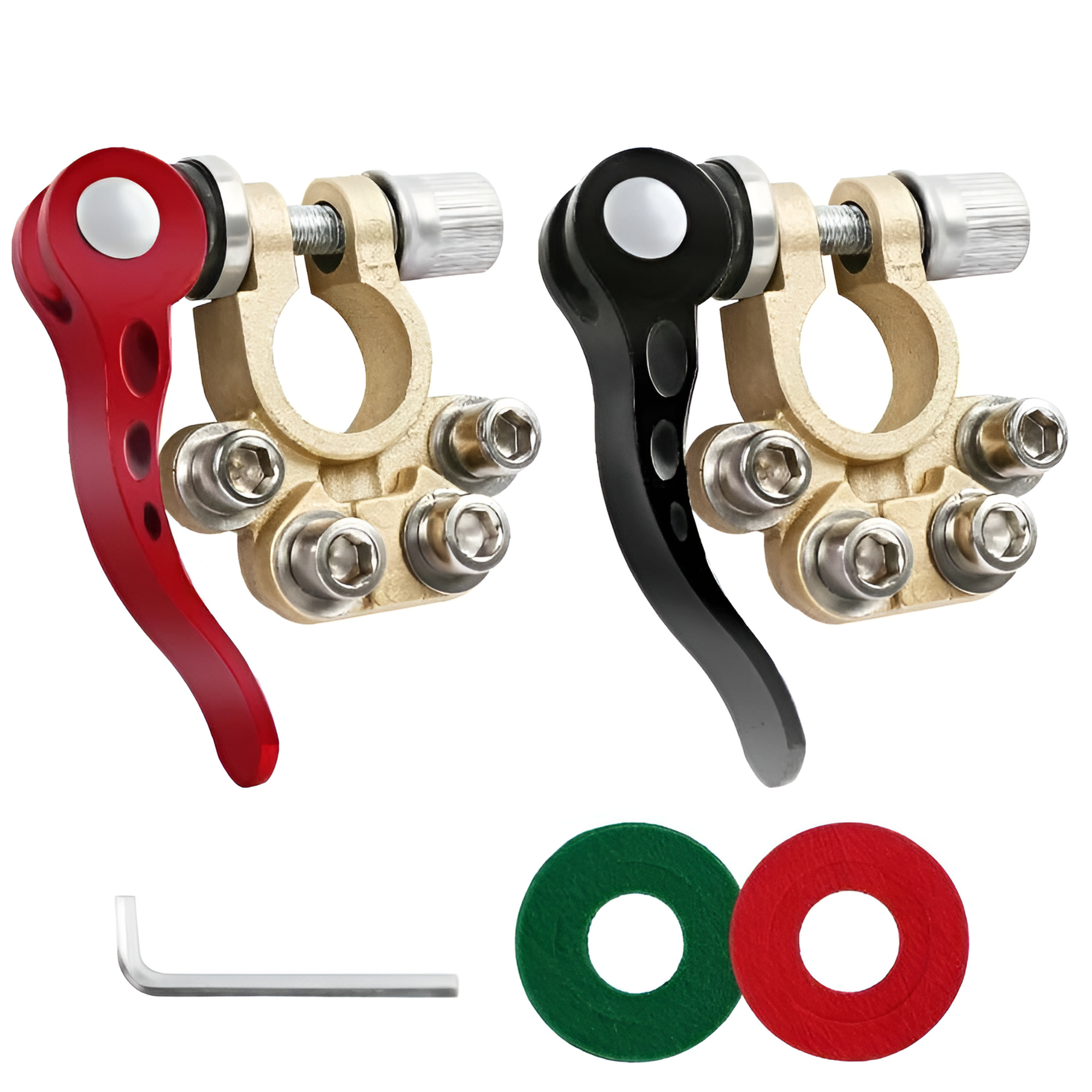 2pcs Battery Terminal Clamp Connectors, 4 Way Quick Release Disconnect ...