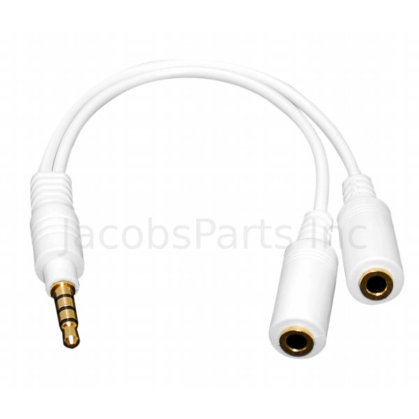 White 3.5MM Headphone and Speaker Jack Y-Splitter 1 Male to 2 Female ...