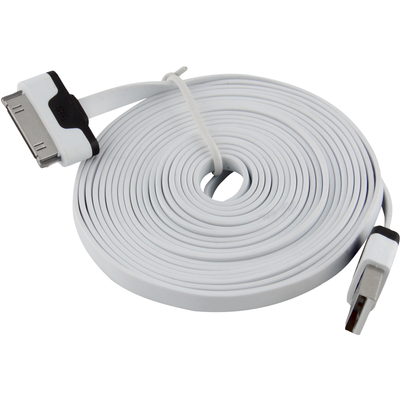 10FT/3M Flat USB Data Sync Charger Cable Cord for Apple iPhone 4 4S 4G ...