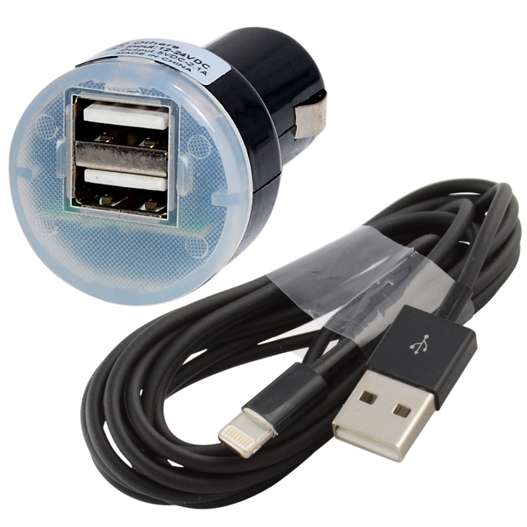 Dual USB Car Charger Kit with Data Sync Charging Cable for iPhone 6, 6 ...