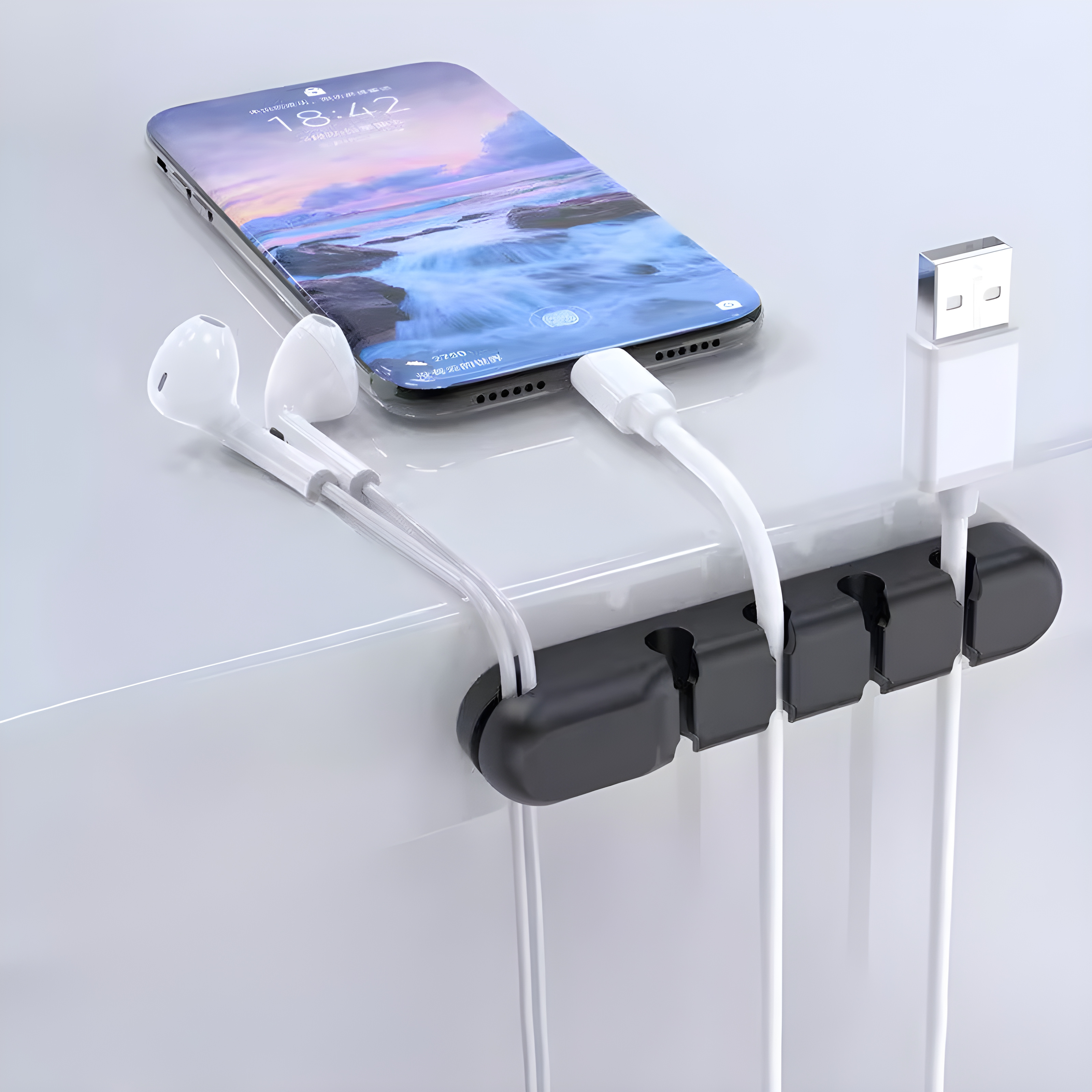 5-Clip Multi USB Cable Organizer Cord Management Charger Clip Wire ...