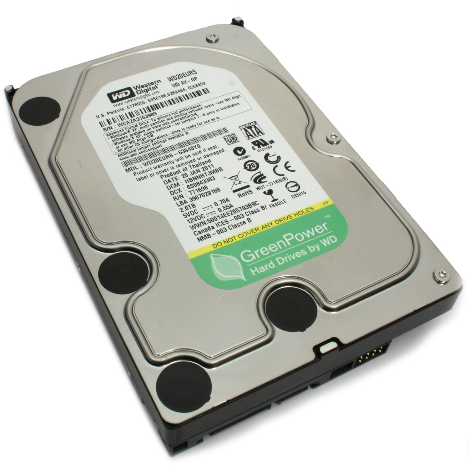 Western Digital WD AV-GP WD20EURS 2TB 64MB SATA 3.0Gb/s 3.5" Internal ...