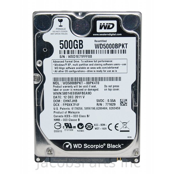 500GB 2.5" SATA Hard Drive Western Digital WD5000BPKT - $79.95 ...