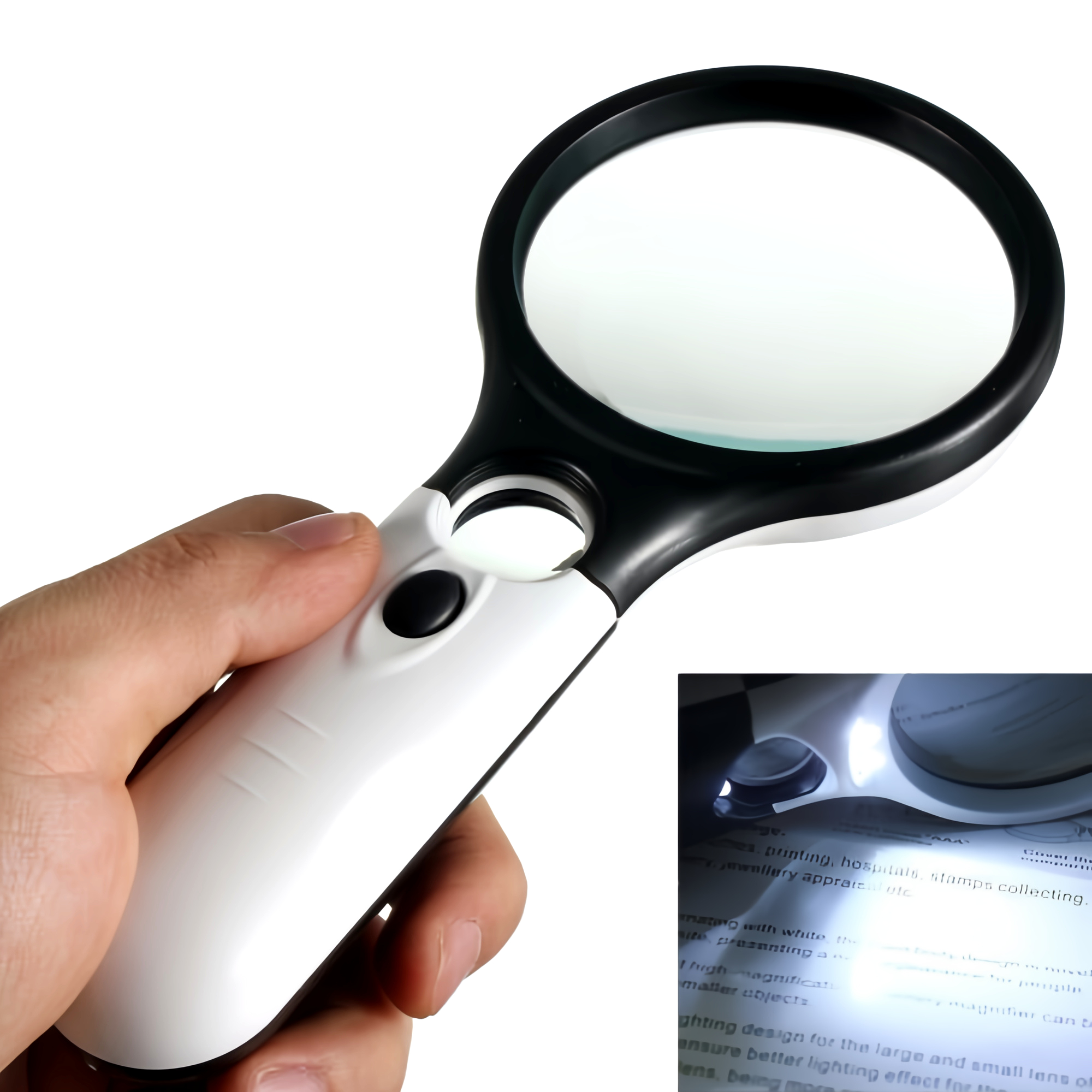 Handheld Magnifying Glass Lighted Reader with 3 Bright LEDs - $7.99 ...